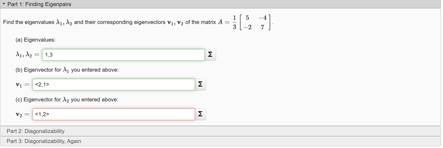 Solved Part 1: Finding EigenpairsFind the eigenvalues λ1,λ2 | Chegg.com