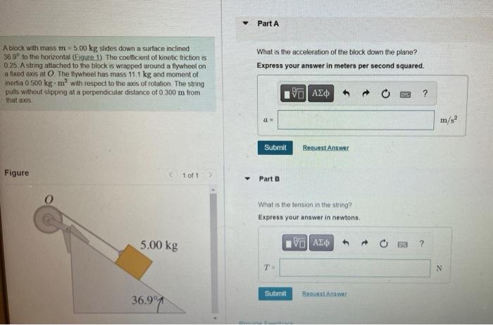 Solved A block with mass m=5.00 kg slides down a surface | Chegg.com