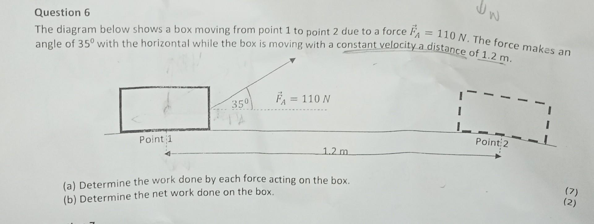 Solved The diagram below shows a box moving from point 1 to | Chegg.com