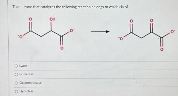Solved The enzyme that catalyzes the following reaction | Chegg.com
