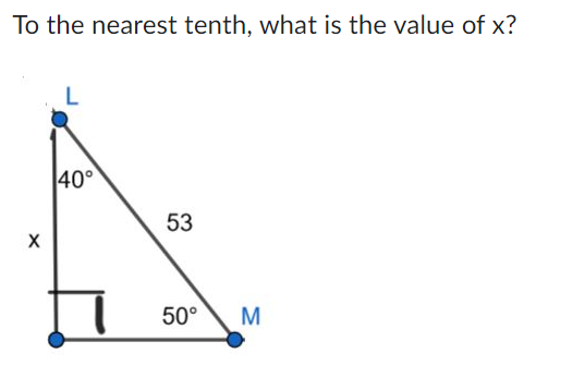 Solved To the nearest tenth, what is the value of x ? | Chegg.com