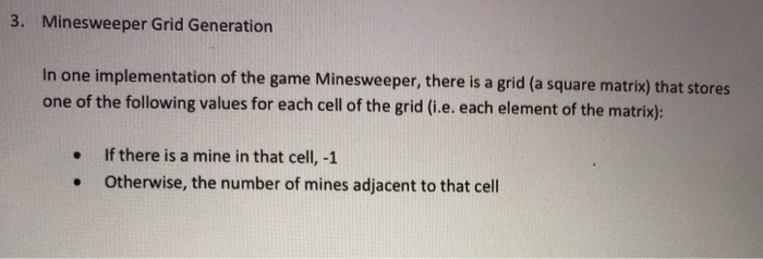 3. Minesweeper Grid Generation In one implementation | Chegg.com