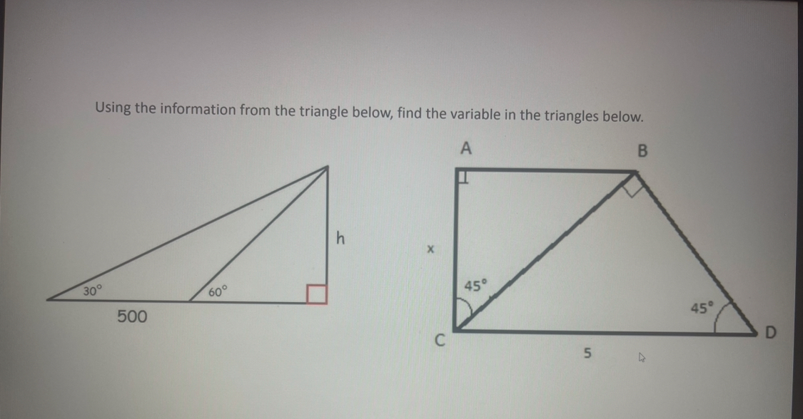 Solved Using the information from the triangle below, find | Chegg.com