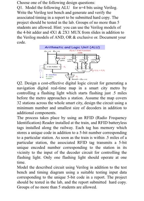 Choose one of the following design questions: Q1. | Chegg.com