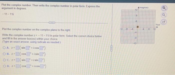 Solved Plot the complex number. Then write the complex | Chegg.com
