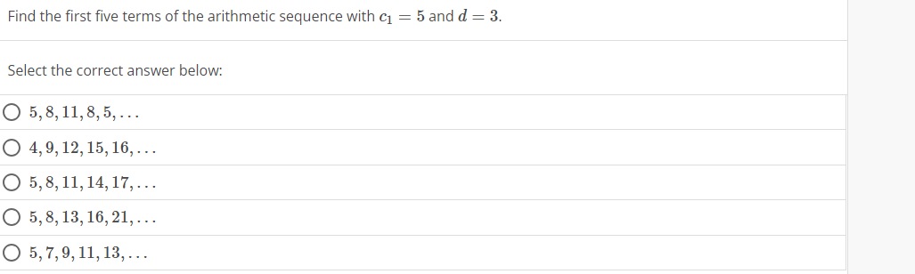 Solved Find the first five terms of the arithmetic sequence | Chegg.com