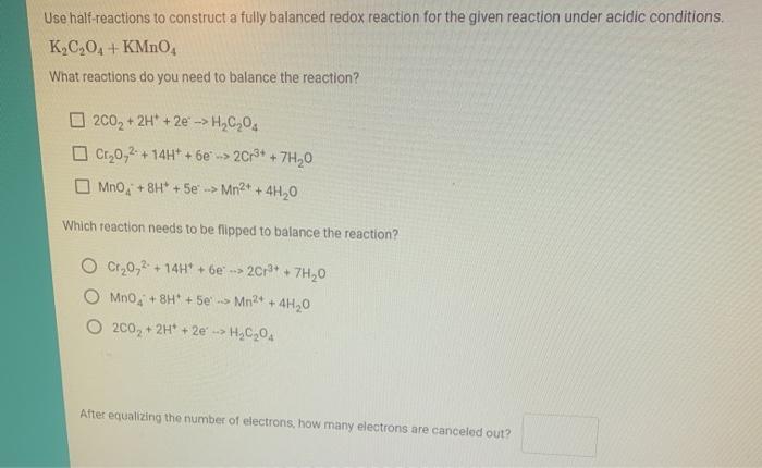 Solved Use half-reactions to construct a fully balanced | Chegg.com
