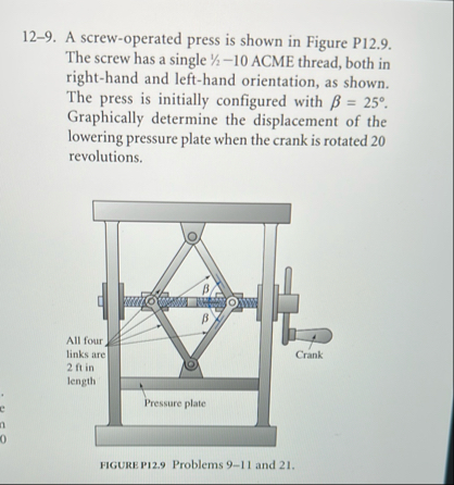 [Solved]: 12-9. A screw-operated press is shown in Figure P1