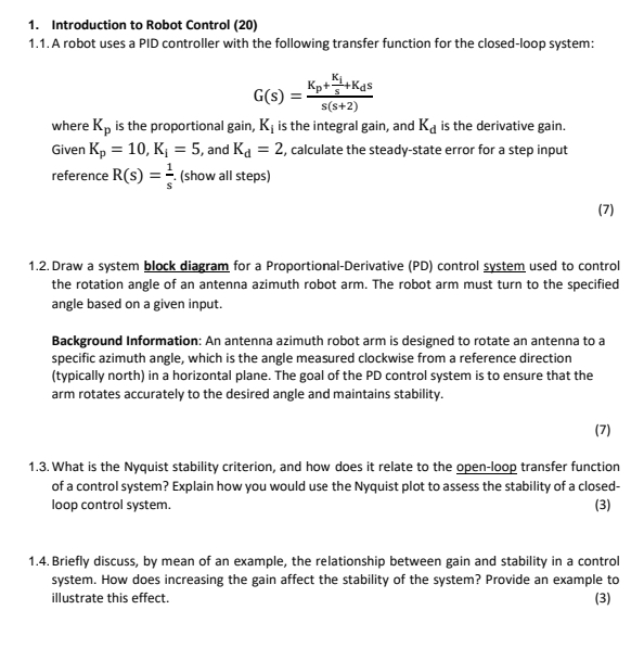 Solved Introduction to Robot Control (20)1.1. ﻿A robot uses | Chegg.com