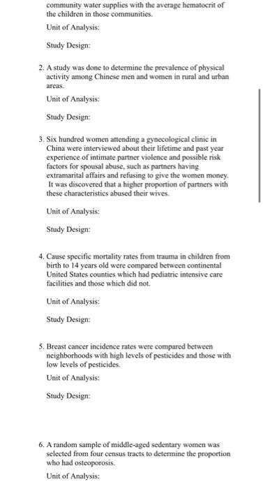 Solved All of the study descriptions in Part 1 pertain to | Chegg.com