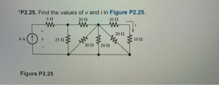 Solved *P2.25. Find the values of v and i in Figure P2.25. | Chegg.com