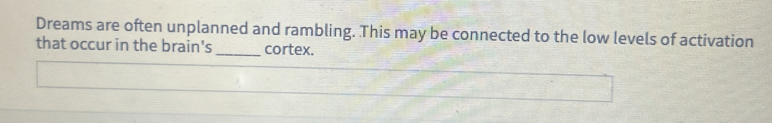 Solved Dreams are often unplanned and rambling. This may be | Chegg.com