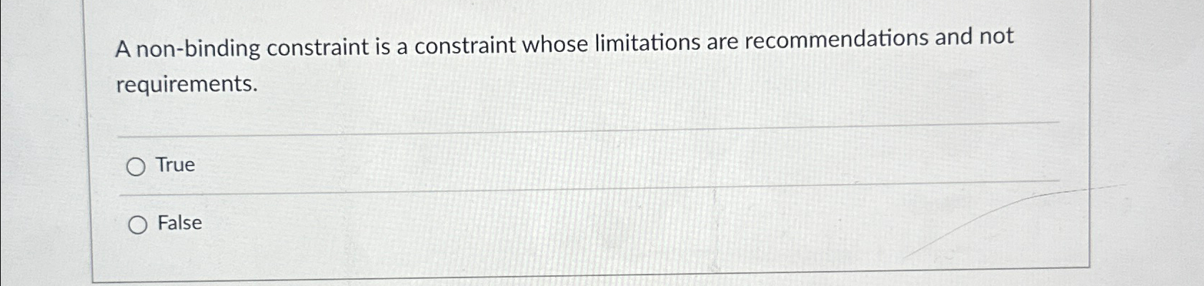 Solved A non-binding constraint is a constraint whose | Chegg.com