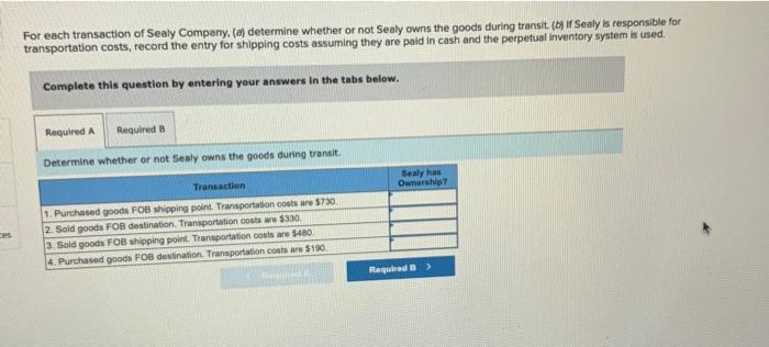Solved For each transaction of Sealy Company. (a) determine | Chegg.com
