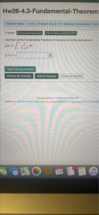 Solved Hw26-4.3-Fundamental-Theorem: Problem Value: 1 | Chegg.com