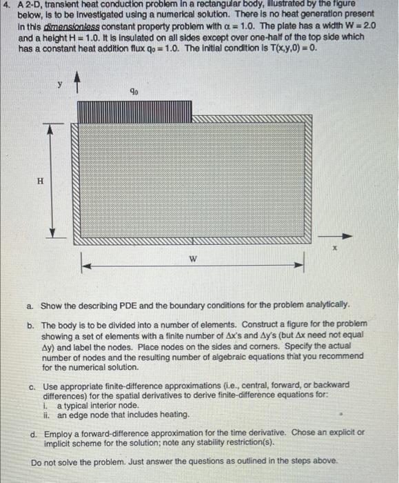 4. A 2-D, transient heat conduction problem in a | Chegg.com