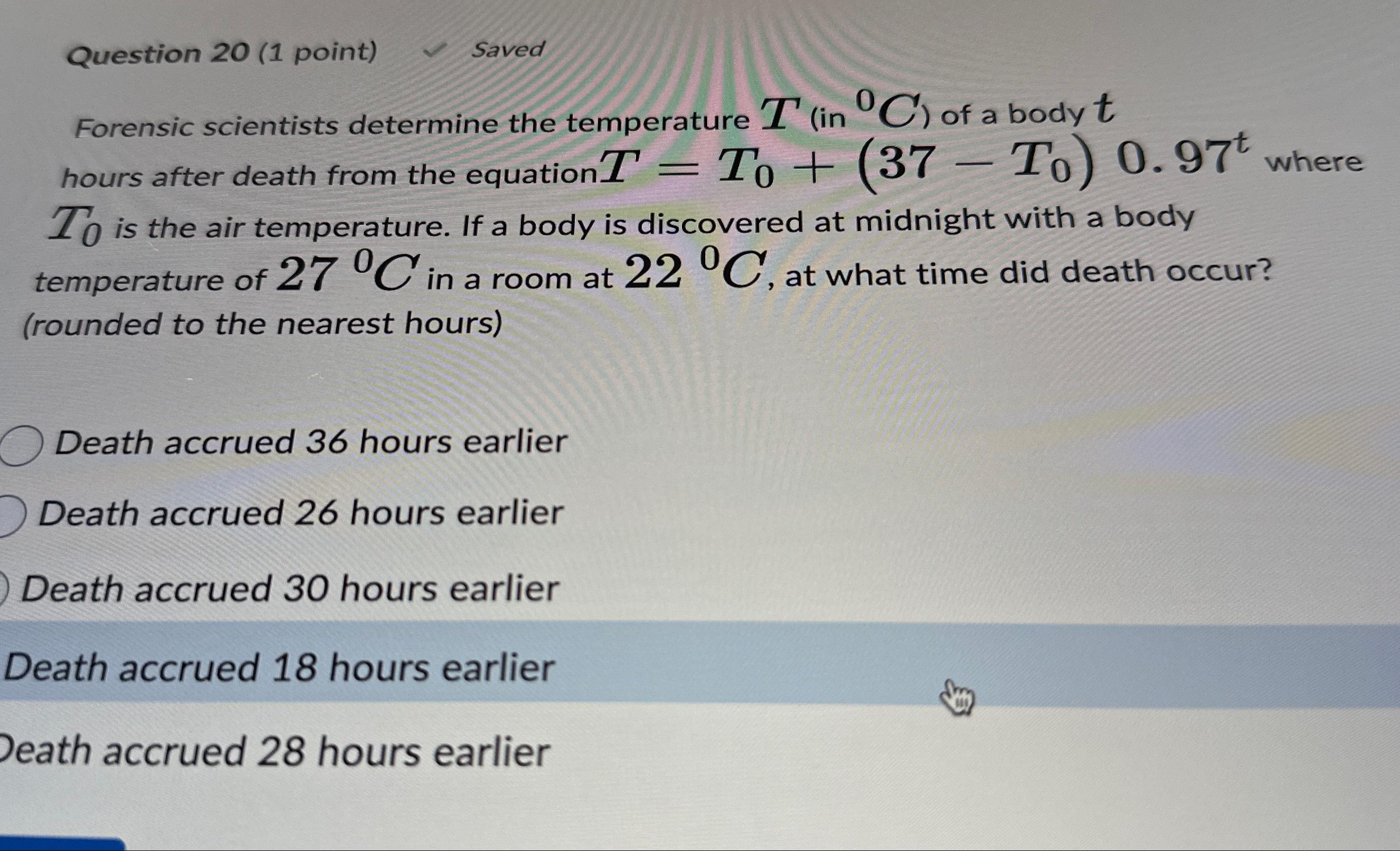 Solved Question 20(1 point)SavedForensic scientists | Chegg.com Solved Question 20(1 point)SavedForensic scientists | Chegg.com