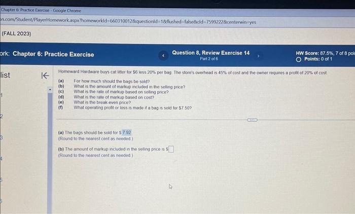 Solved mework: Chapter 6: Practice Exercise tion list estion | Chegg.com Solved mework: Chapter 6: Practice Exercise tion list estion | Chegg.com