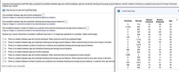 Solved 23 43 Using the accompanying Credit Risk Datacompute | Chegg.com