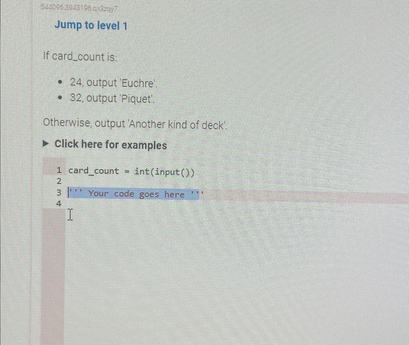 Solved Jump to level 1If card count is:24, ﻿output | Chegg.com