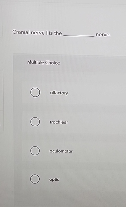 Solved Cranial nerve I is the nerve.Multiple | Chegg.com