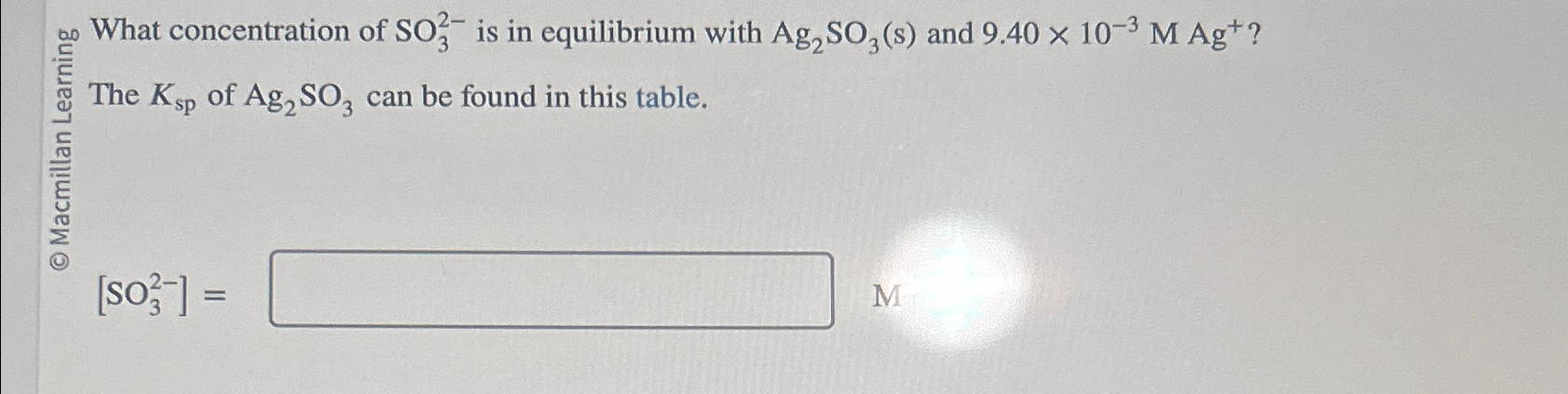 Solved What concentration of SO32- ﻿is in equilibrium with | Chegg.com