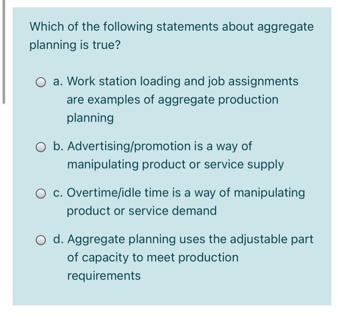 Solved Which of the following statements about aggregate | Chegg.com