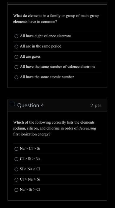 Solved What do elements in a family or group of main-group | Chegg.com