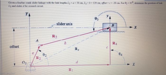 Solved Given a fourbar crank-slider linkage with the link | Chegg.com