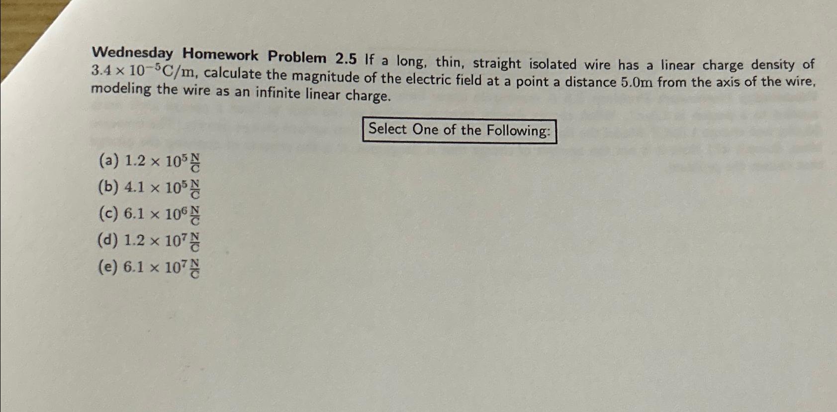 Solved Wednesday Homework Problem 2.5 ﻿If a long, thin, | Chegg.com