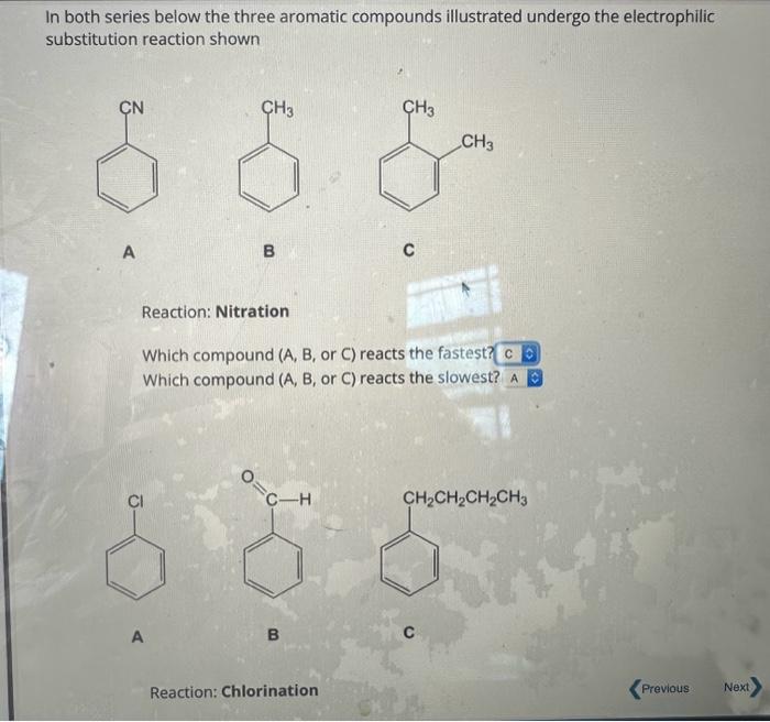 Solved In both series below the three aromatic compounds | Chegg.com