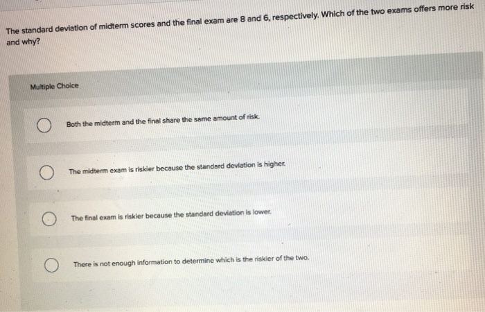 Solved The Standard Deviation Of Midterm Scores And The