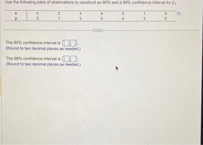 Solved The 80% confidence interval is (Round to two decimal | Chegg.com