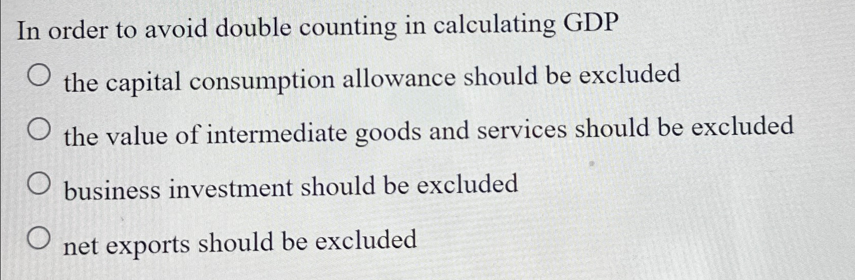 Solved In order to avoid double counting in calculating | Chegg.com