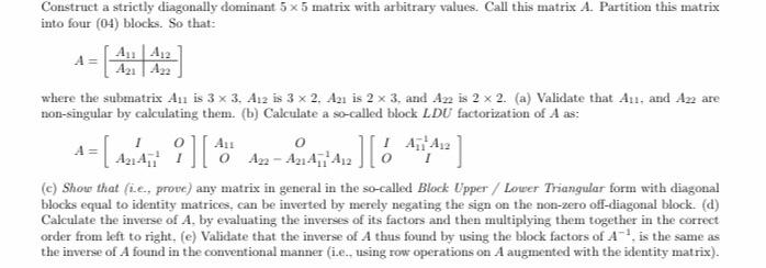 Construct a strictly diagonally dominant 5x5 matrix | Chegg.com