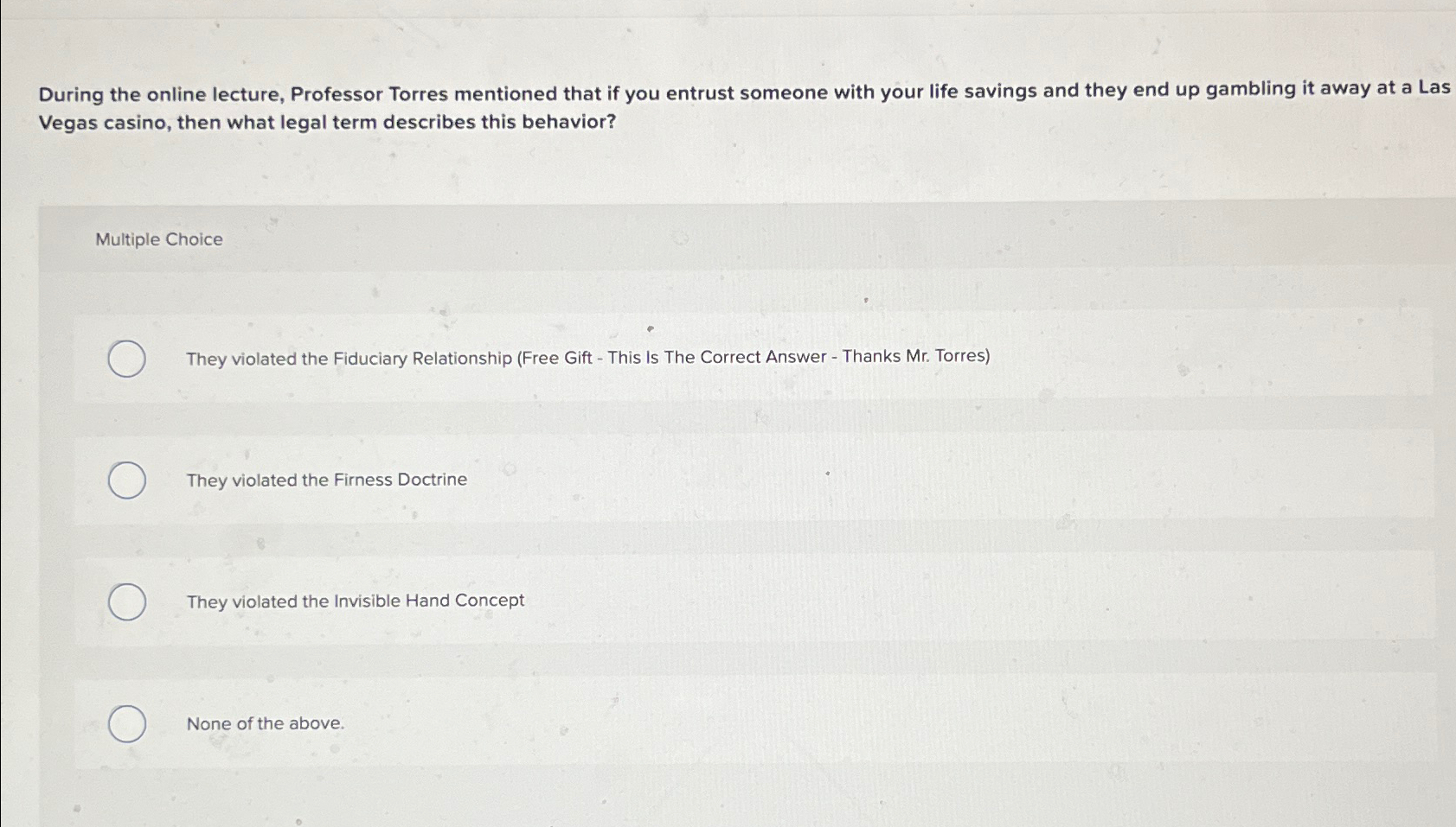 Solved During the online lecture, Professor Torres mentioned | Chegg.com