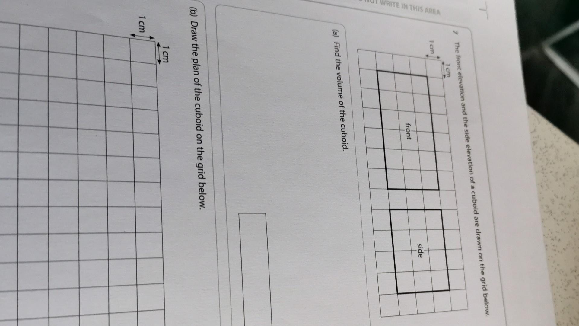 Solved (a) Find the volume of the cuboid. (b) Draw the plan | Chegg.com