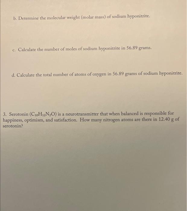 b. Calculate the molecular weight for strontium | Chegg.com