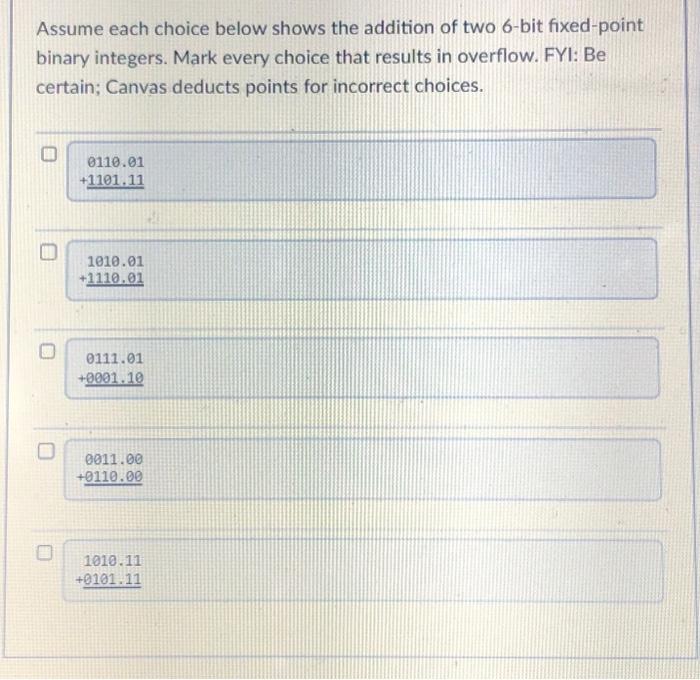 Solved Assume each choice below shows the addition of two | Chegg.com