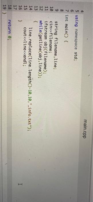 Solved main.cpp 4 5 using namespace std; 6 7 int main() { | Chegg.com