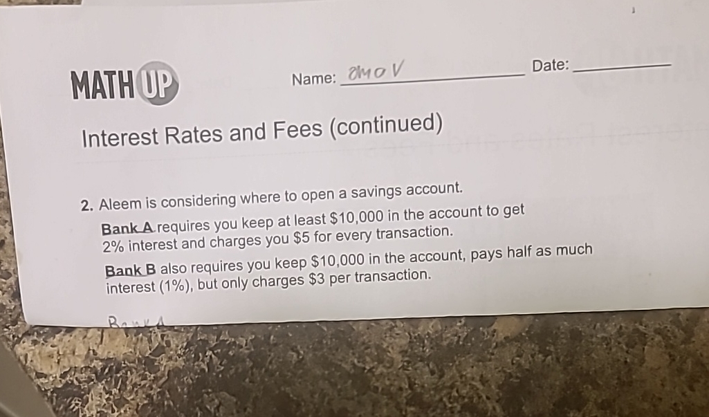 Solved MATH (IPName: 2MO V Date:Interest Rates and Fees | Chegg.com
