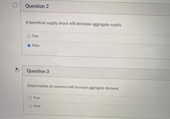 Solved Question 2 A beneficial supply shock will decrease | Chegg.com