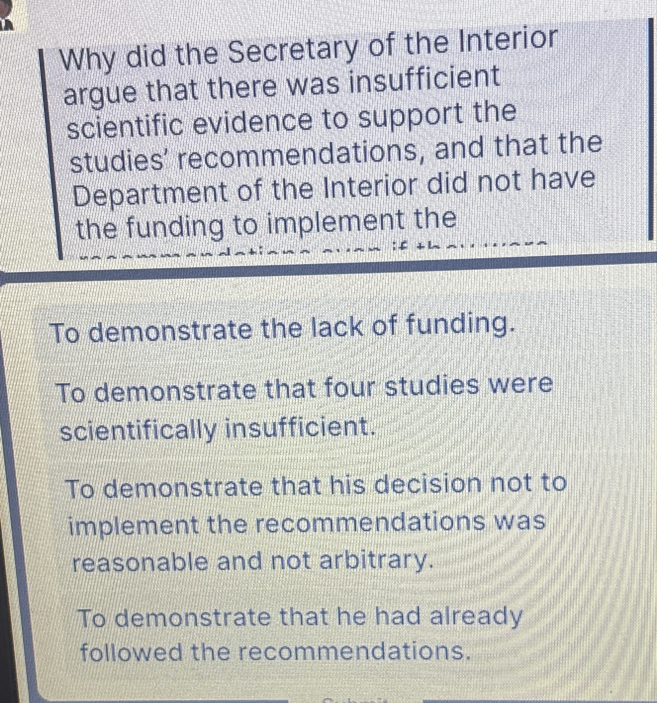 Solved Why did the Secretary of the Interiorargue that there | Chegg.com