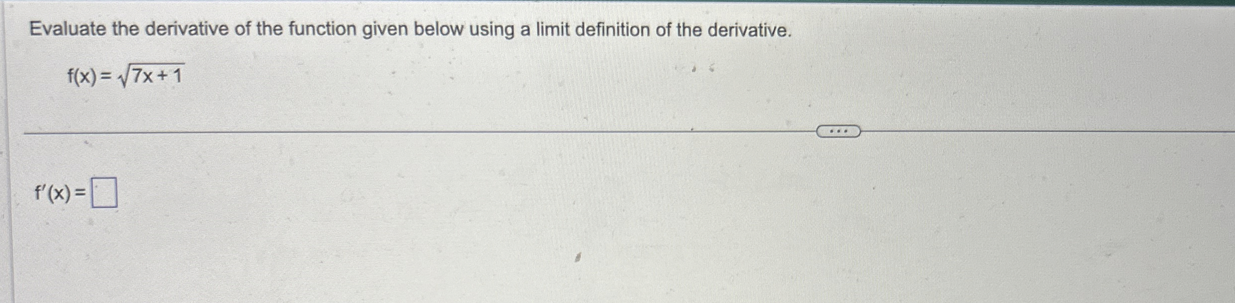 Solved Evaluate the derivative of the function given below | Chegg.com