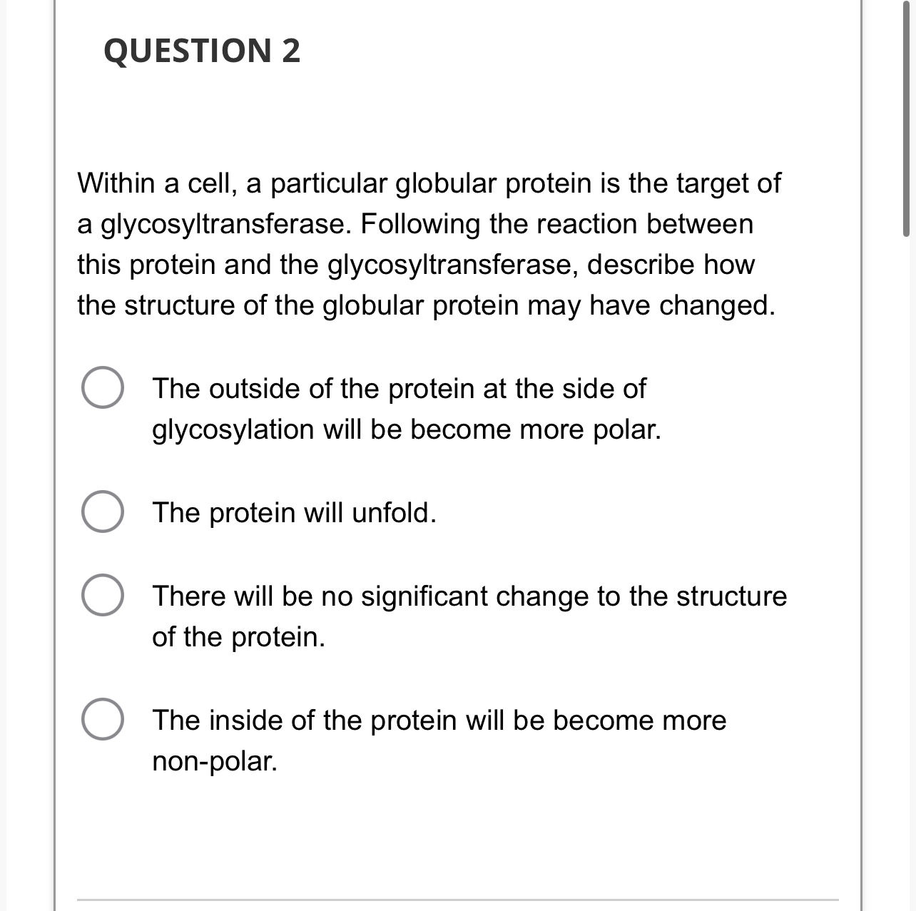 Solved QUESTION 2Within a cell, a particular globular | Chegg.com