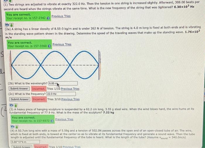 Solved (1) Two strings are adjusted to vibrate at exactly | Chegg.com