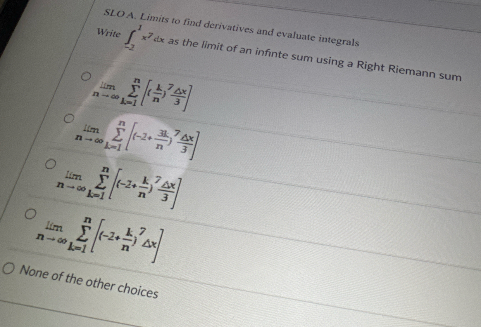 Solved SLO A. ﻿Limits to find derivatives and evaluate | Chegg.com