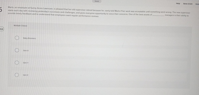 Solved SovedHelpSove 8 ﻿ExitSub.Marlo, an employee at Sunny | Chegg.com