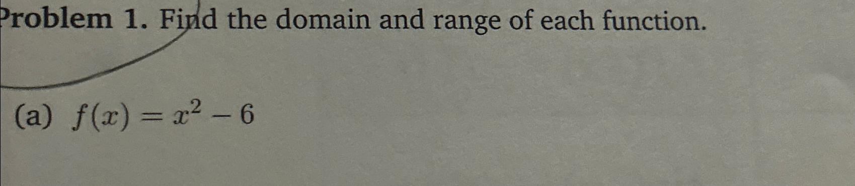 Solved Problem 1. ﻿Find the domain and range of each | Chegg.com