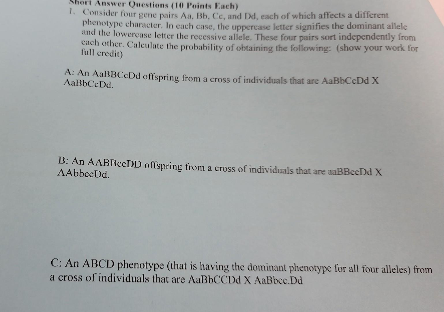 Solved Short Answer Questions (10 Points Each) 1. Consider | Chegg.com